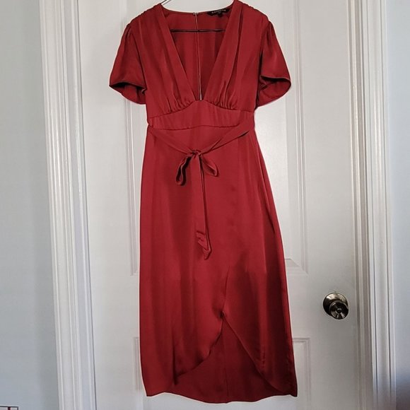 Express | Dresses | Express Red Cocktail Midi Dress Size Xs | Poshmark